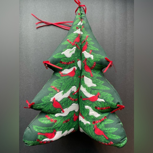 Holiday | Vintage Tabletop Green With Cardinal Fabric Christmas Tree ...